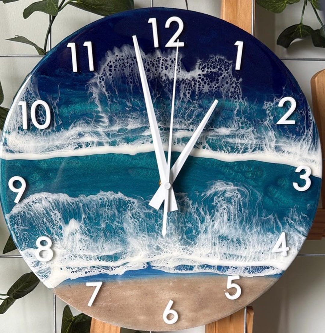 Resin Beach Ocean Clock - Etsy Australia