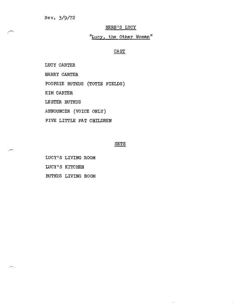 HERE'S LUCY Lucille Ball TV Series Script, Gale Gordon, Lucie Arnaz I ...