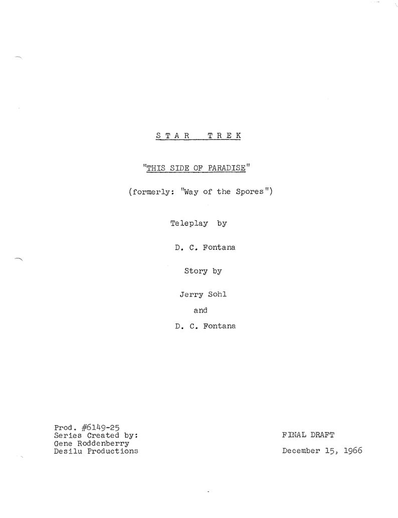 STAR TREK RP of William Shatner Signed 1st Season Tv Script, This Side ...