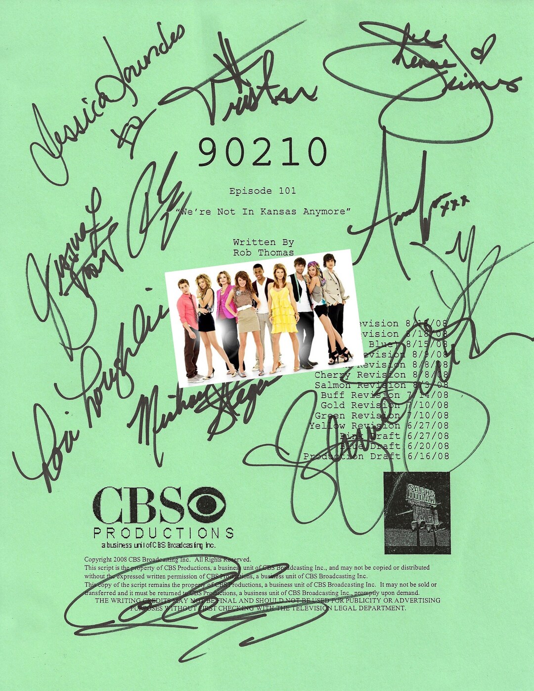 90210 TV Series Script, 2009 CW TV Show, Cast Signed Autographs ...