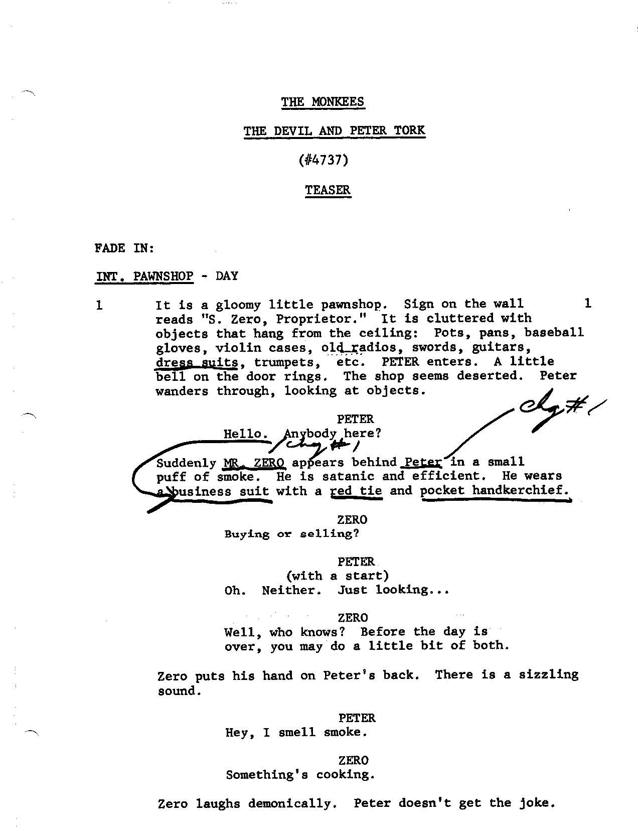 THE MONKEES TV Series Script, the Devil and Peter Tork Favorite Episode ...