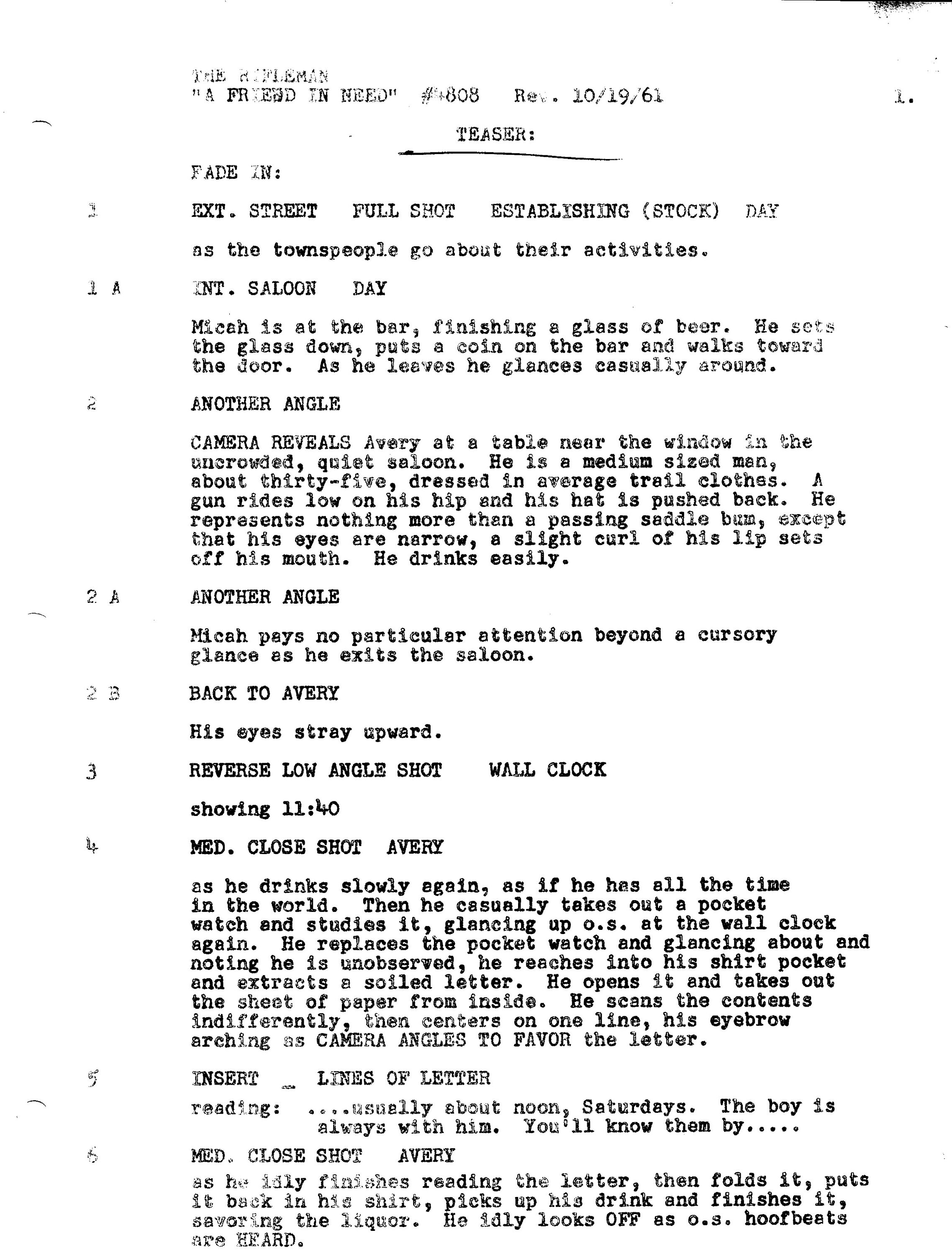 THE RIFLEMAN Western TV Series Script Chuck Connors & Johnny Crawford ...