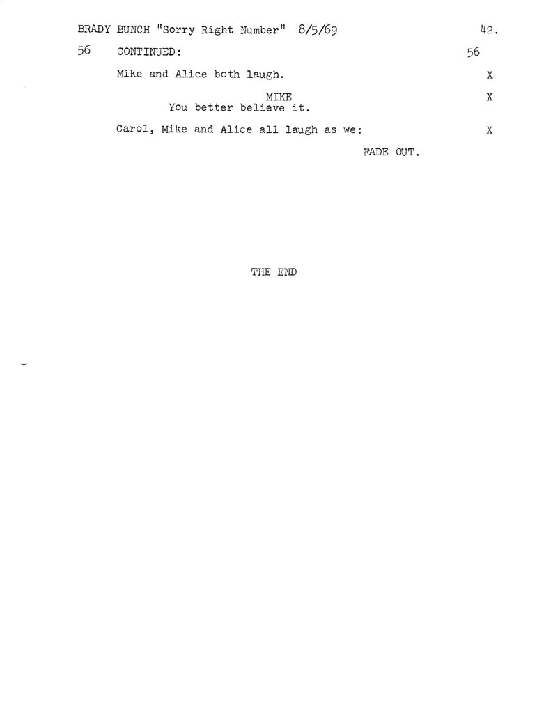 BRADY BUNCH TV Series Script, Famous Payphone at Home Epiosde, Allan ...