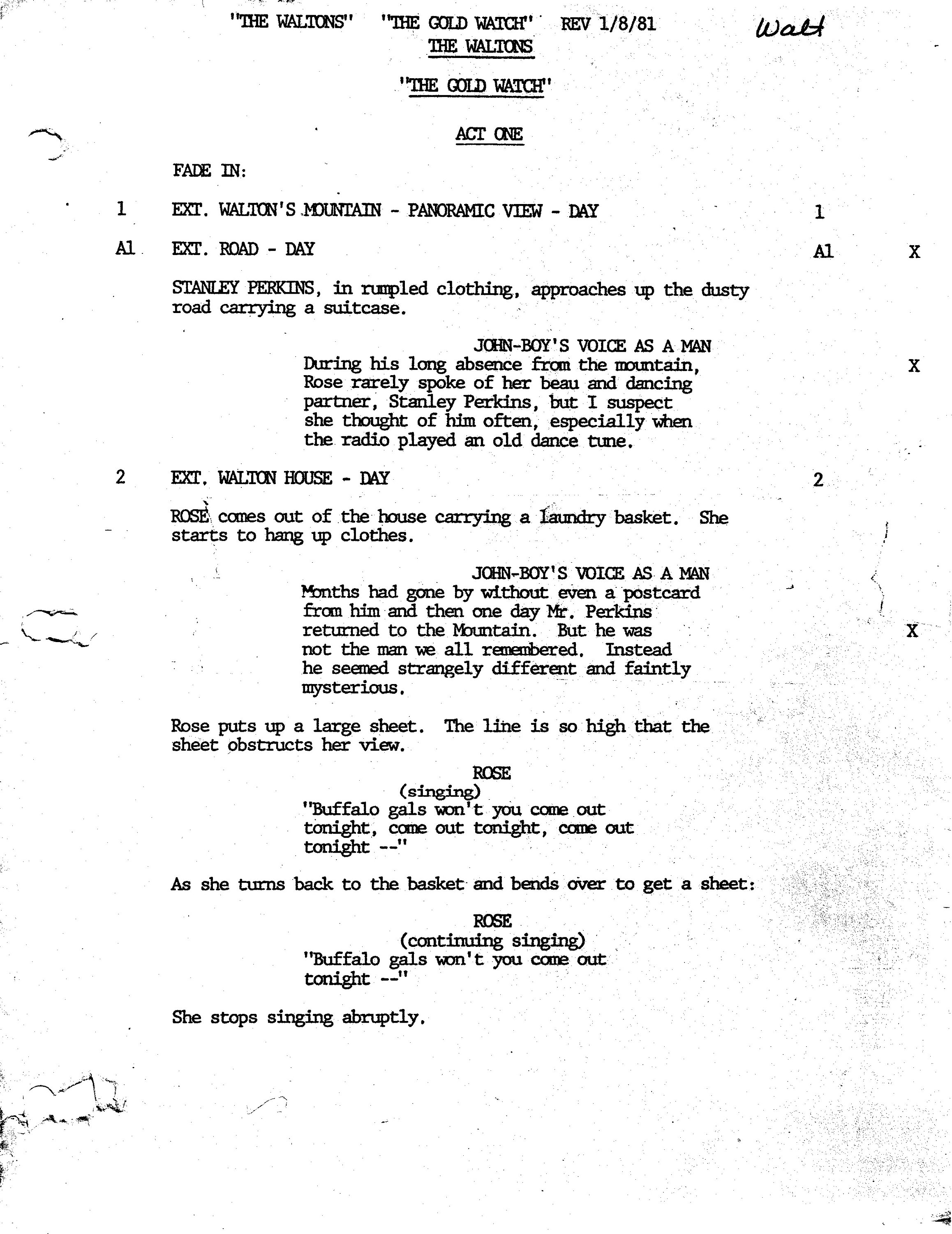 THE WALTONS Director TV Series Script Copy, Jon Walmsley jason Walton ...