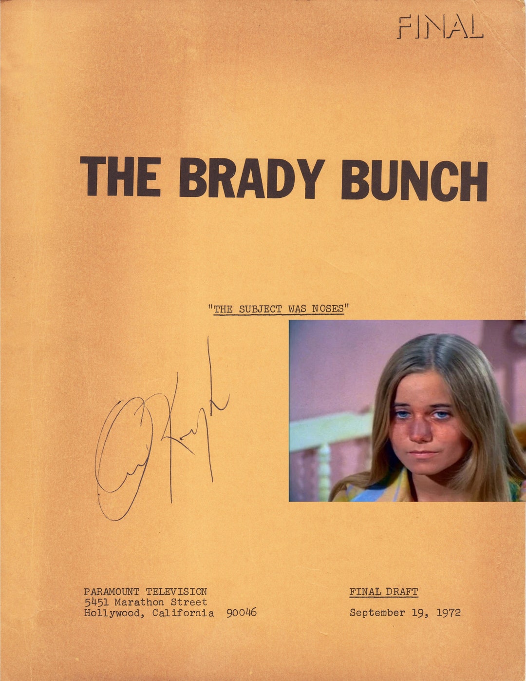 BRADY BUNCH TV Series Script, Iconic Marsha Football Nose Episode, Most ...
