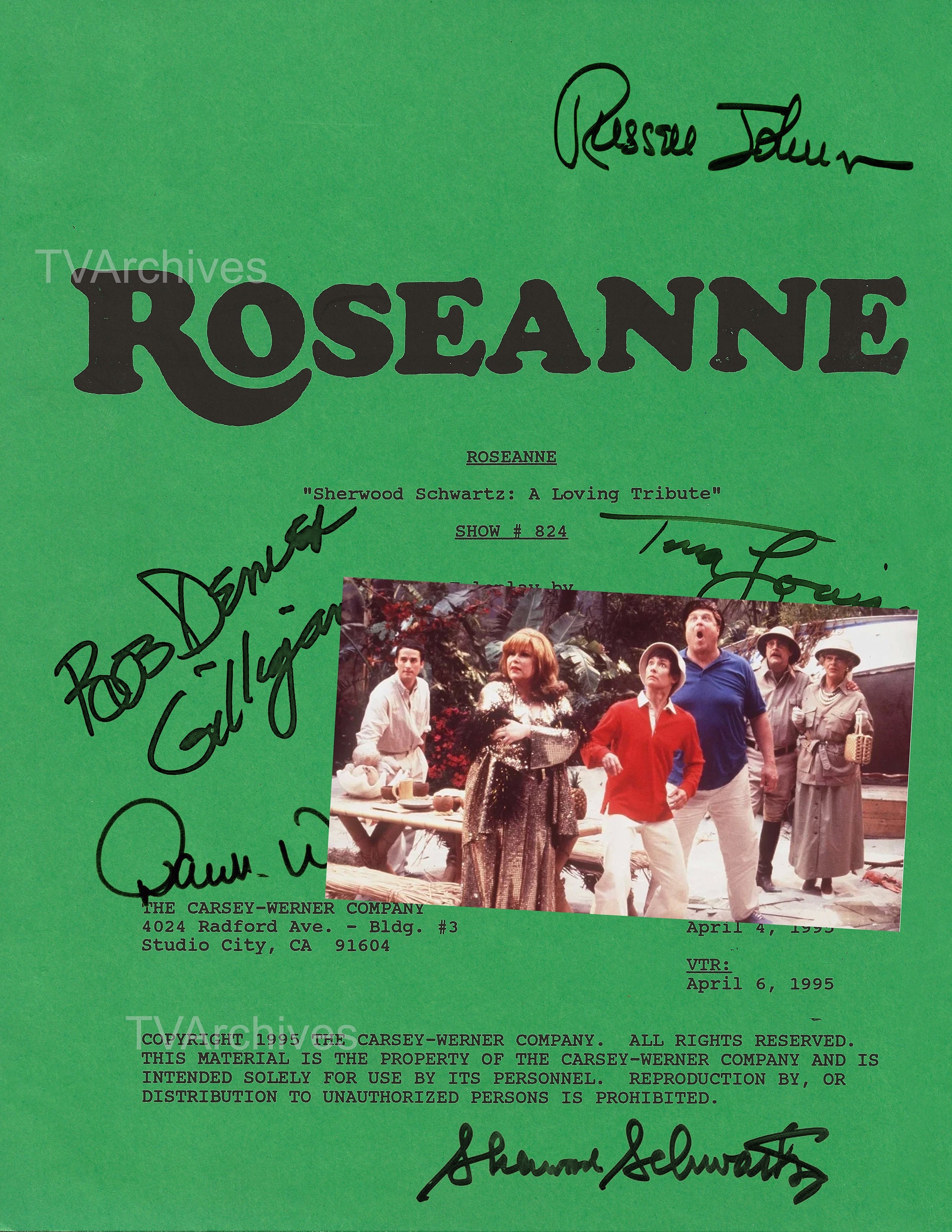 Gilligan's Island Cast ROSEANNE Legendary Crossover Copy of Signed TV ...
