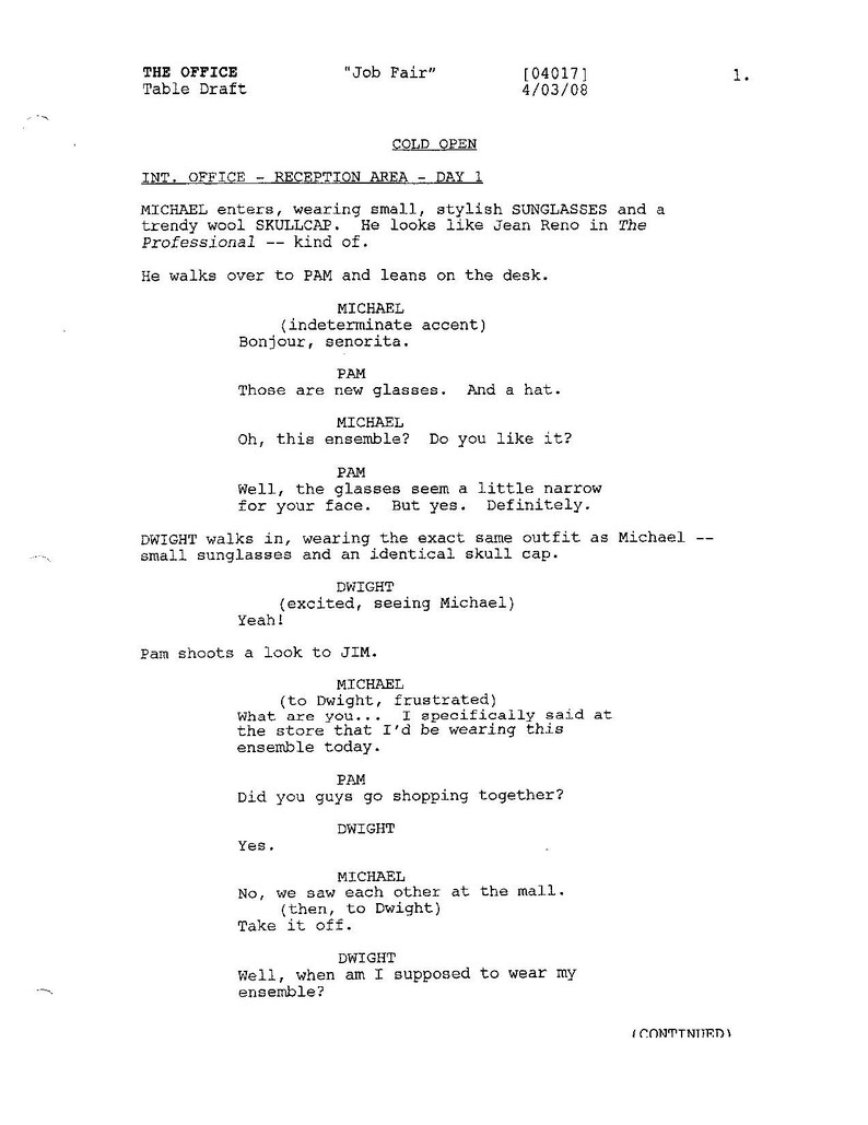 THE OFFICE TV Series Script - Steve Carrell, John Krasinski, Jenna ...