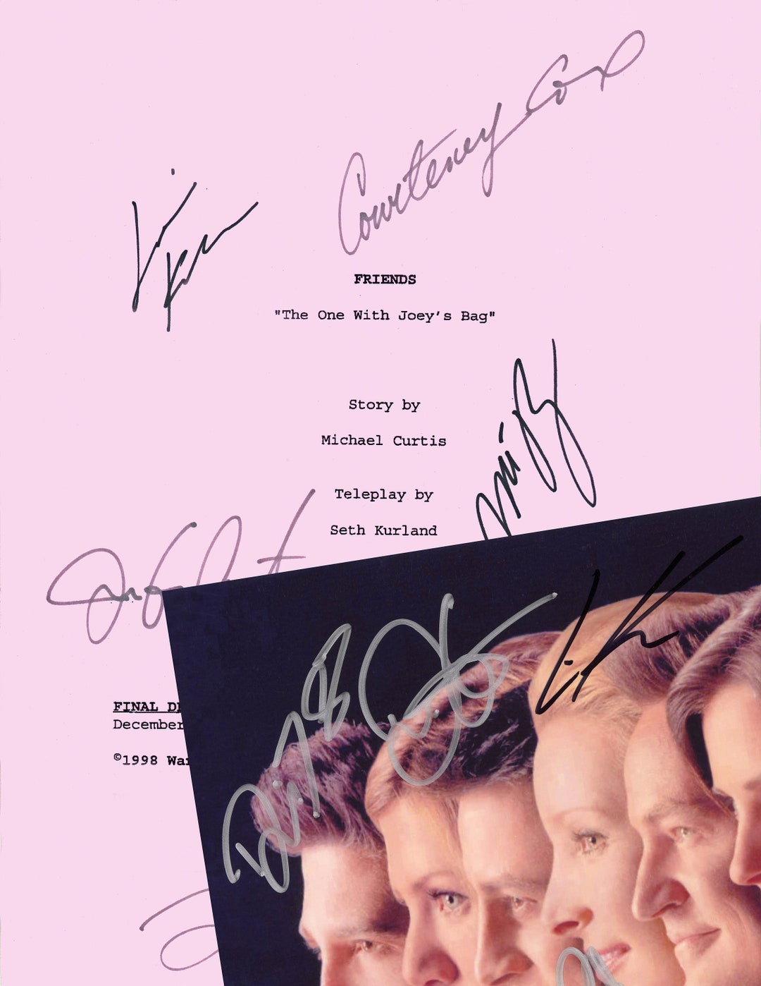 FRIENDS TV Series Script joey's Bag Episode Beautiful Cast Photo RPT ...