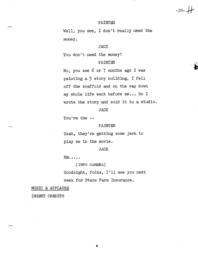 JACK BENNY Program TV Series Script, Director Billy Wilder, 1961 Comedy ...