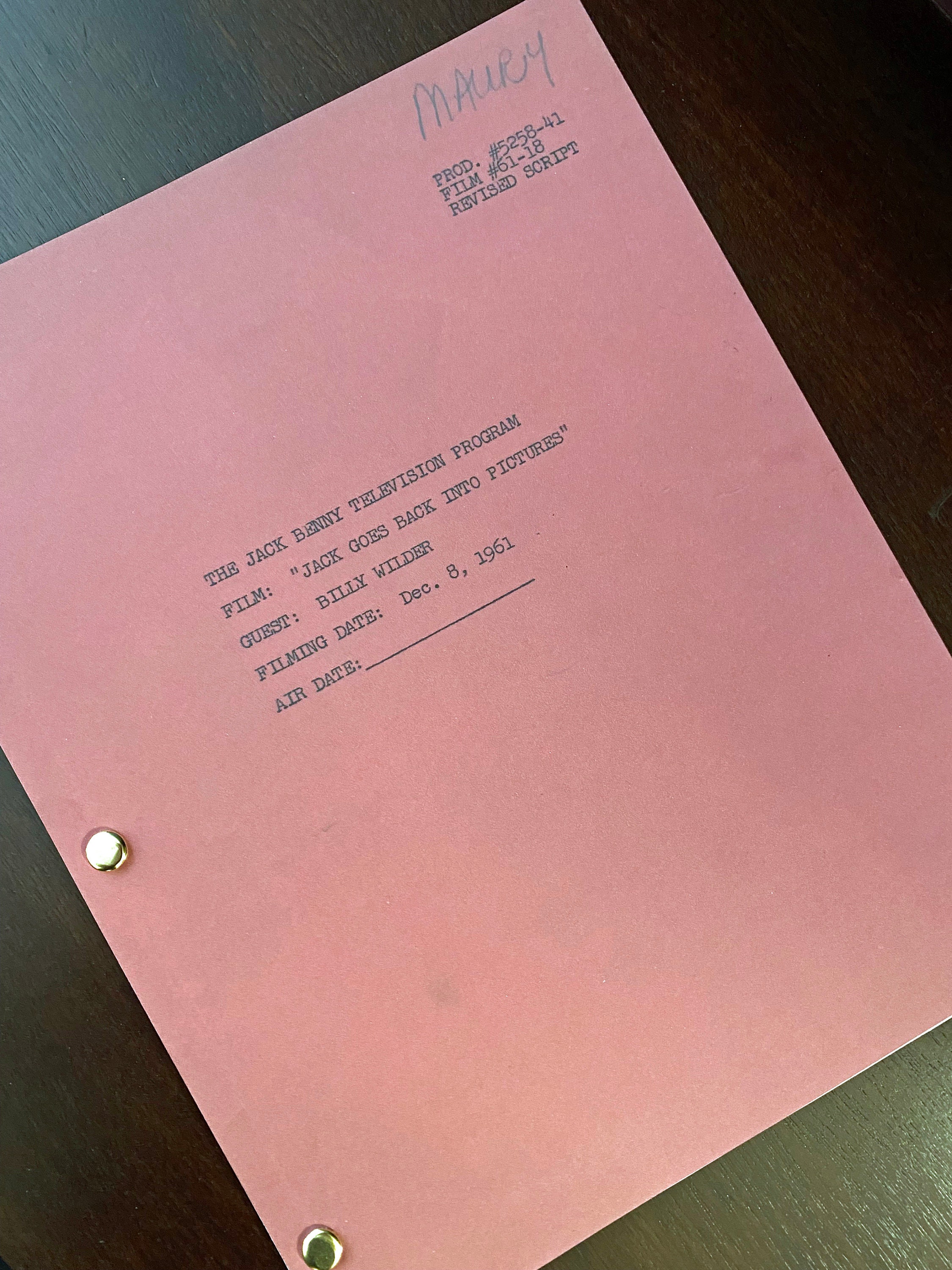 JACK BENNY Program TV Series Script Director Billy Wilder - Etsy