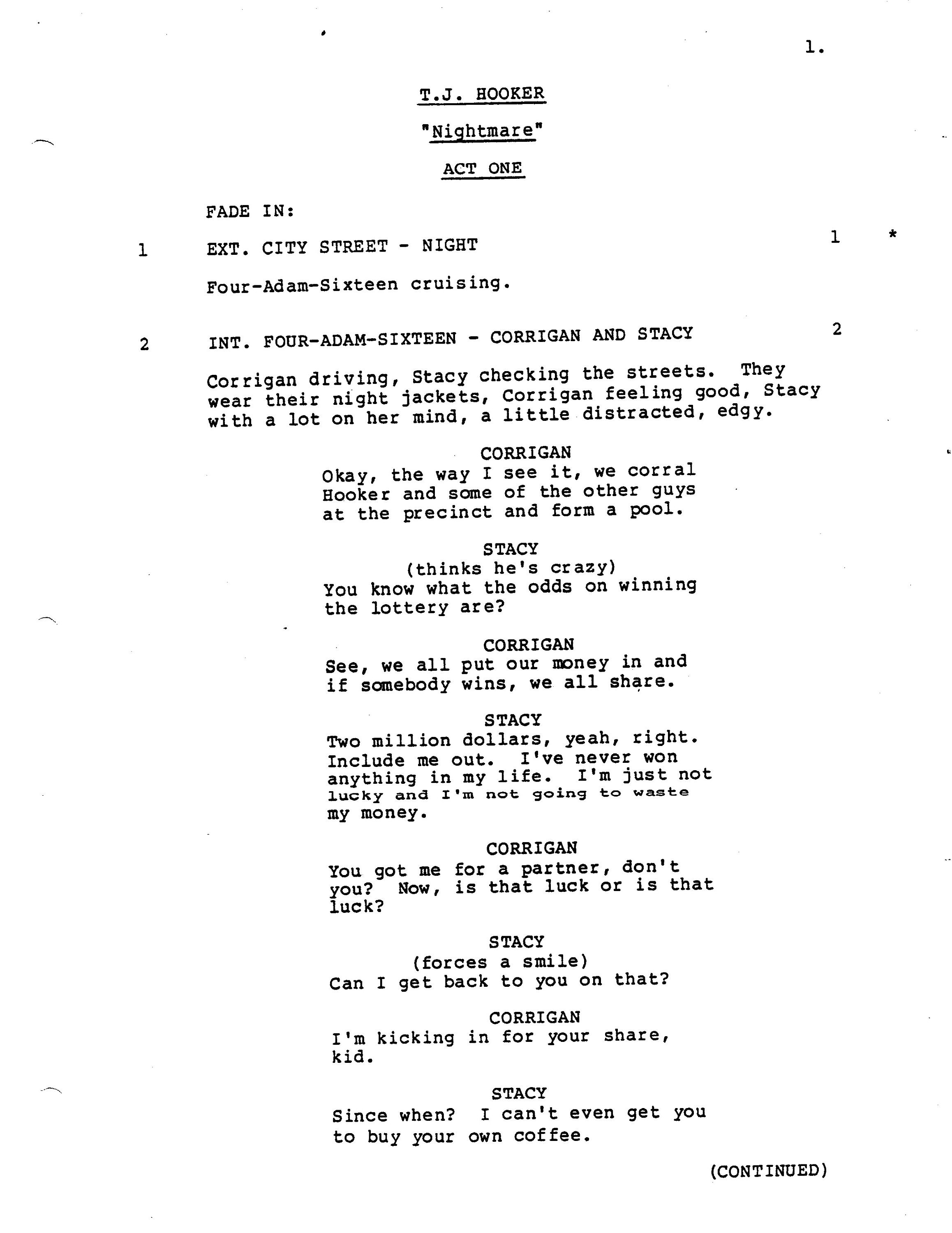 TJ HOOKER Copy of William SHATNER Signed Tv Series Script, Heather ...