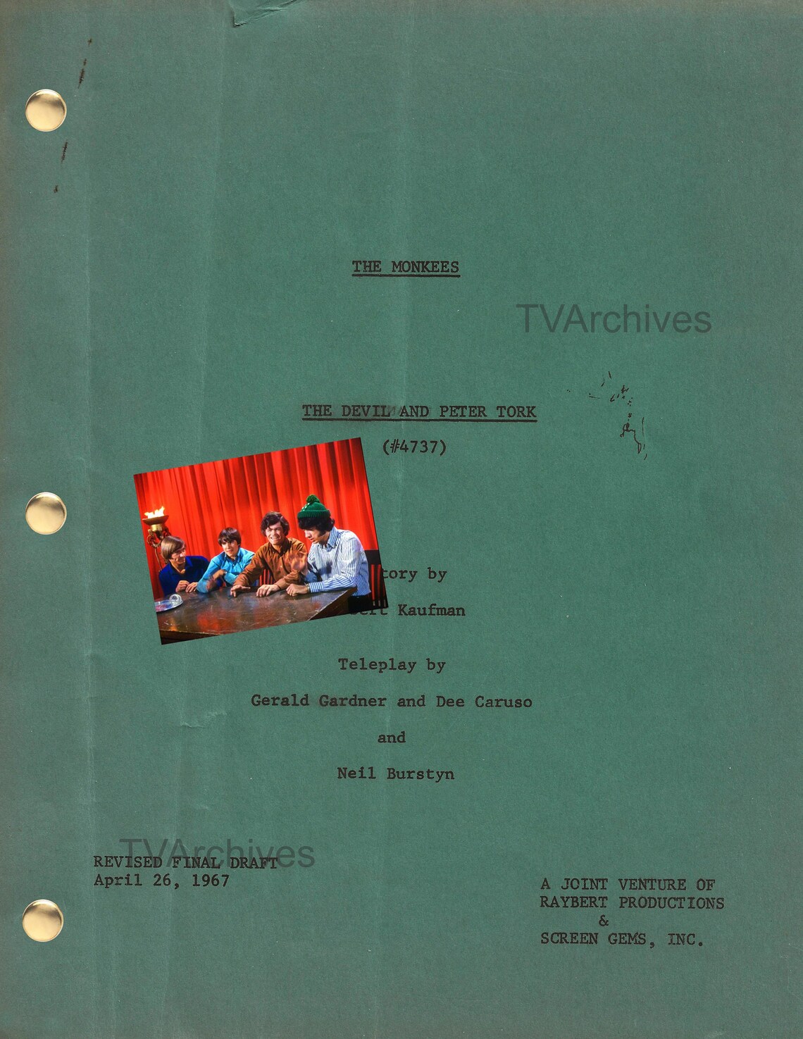 THE MONKEES TV Series Script, "the Devil and Peter Tork" Favorite ...