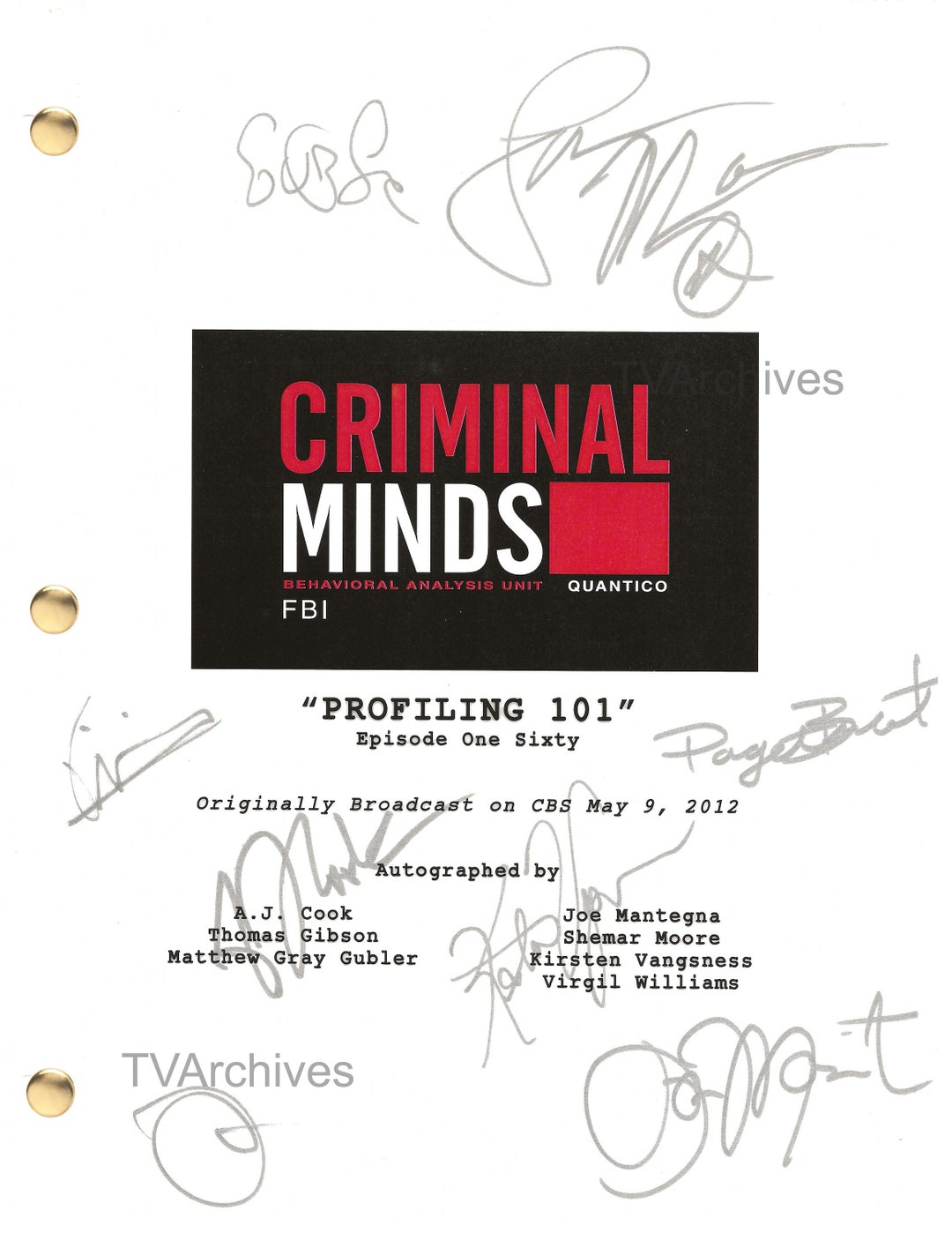 CRIMINAL MINDS TV Series Script, Thomas Gibson, Shemar Moore, Matthew ...