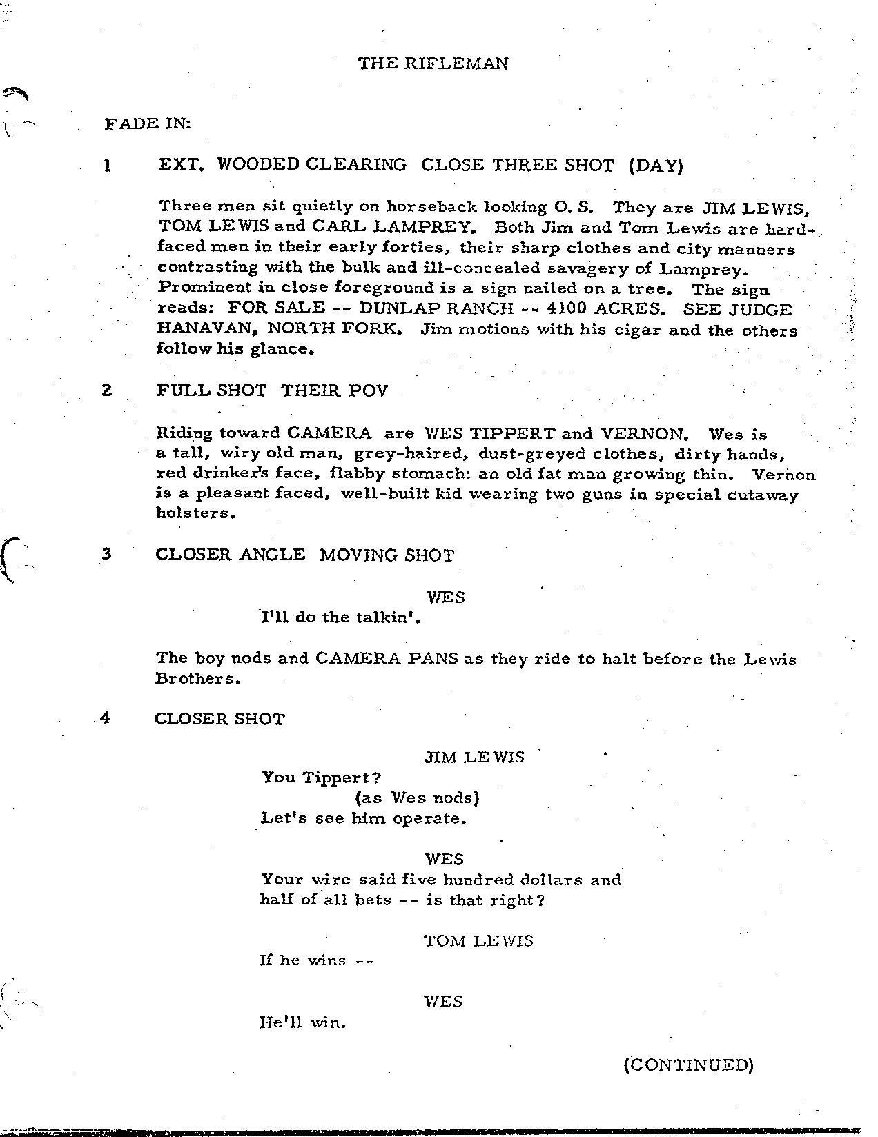 The Rifleman TV Series 1958 First Episode Script, Chuck Connors, Johnny ...