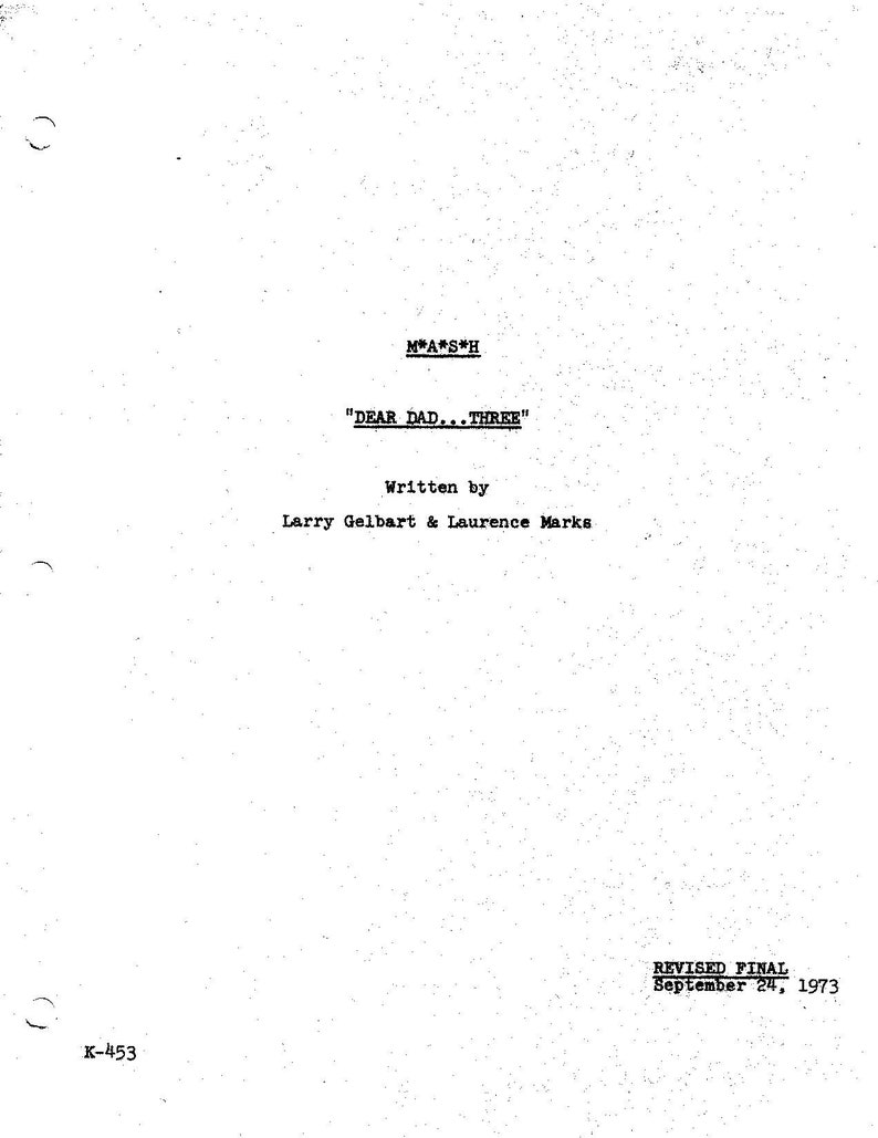 MASH TV Series Script, Season 2, Dear Dad 3 Episode, Alan Alda, Mclean ...