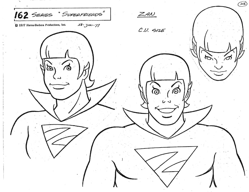 SUPER FRIENDS Hour TV Series, 1977 Hanna-barbera Model Sheets, Superman ...