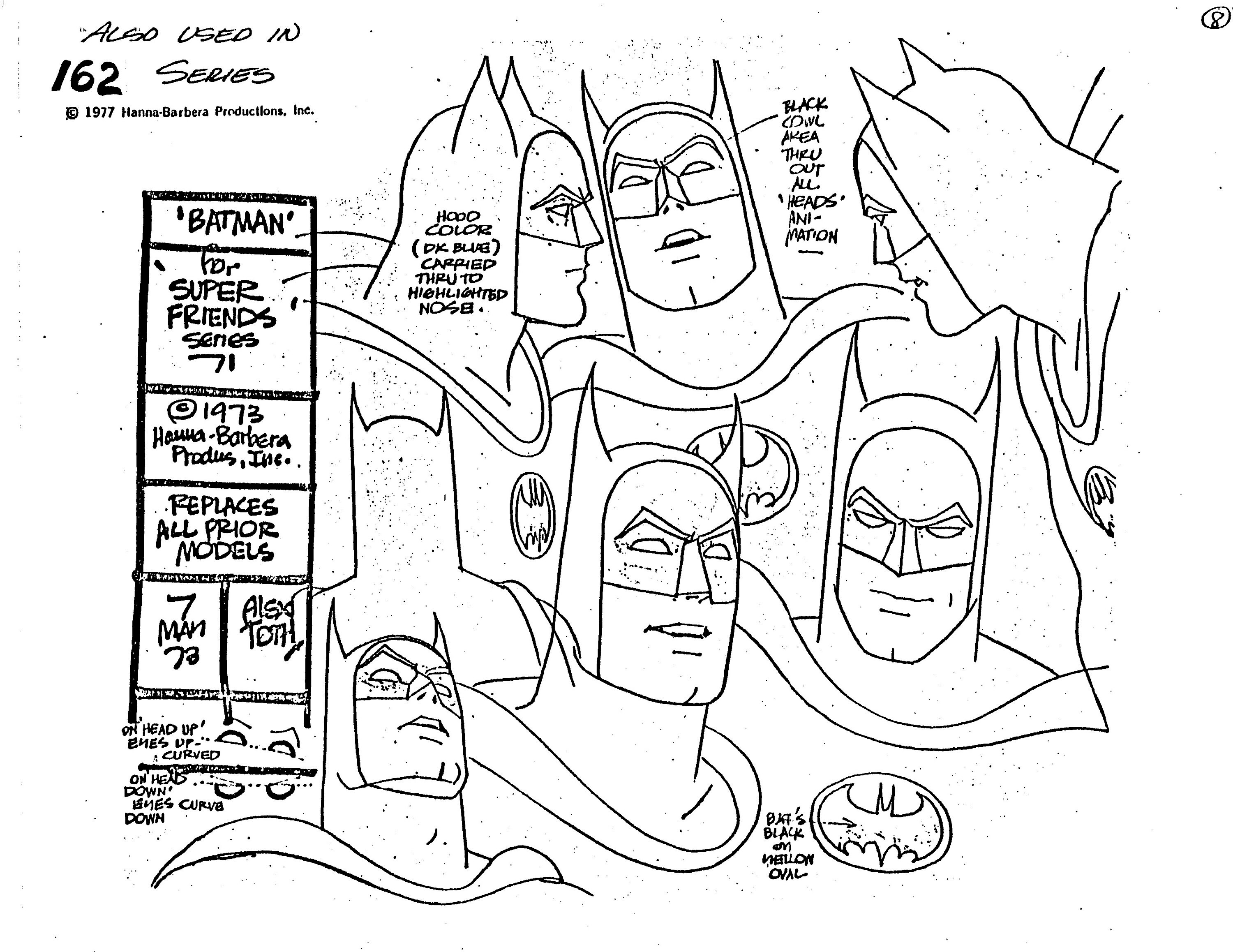 SUPER FRIENDS Hour TV Series, 1977 Hanna-barbera Model Sheets, Superman ...