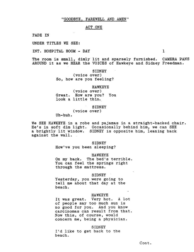 MASH TV Series Finale, Goodbye Farewell and Amen Last Episode Script ...
