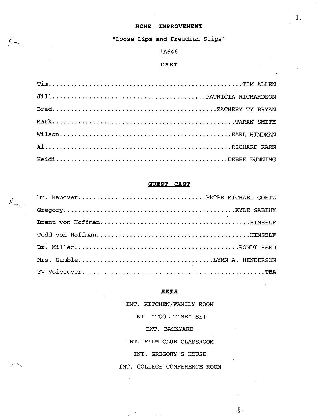HOME IMPROVEMENT TV Comedy Series Script, Tim Allen Sitcom Signed copy ...