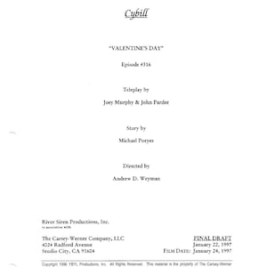 CYBILL Shepherd Christine Baranski TV Series Sitcom Script Signed ...