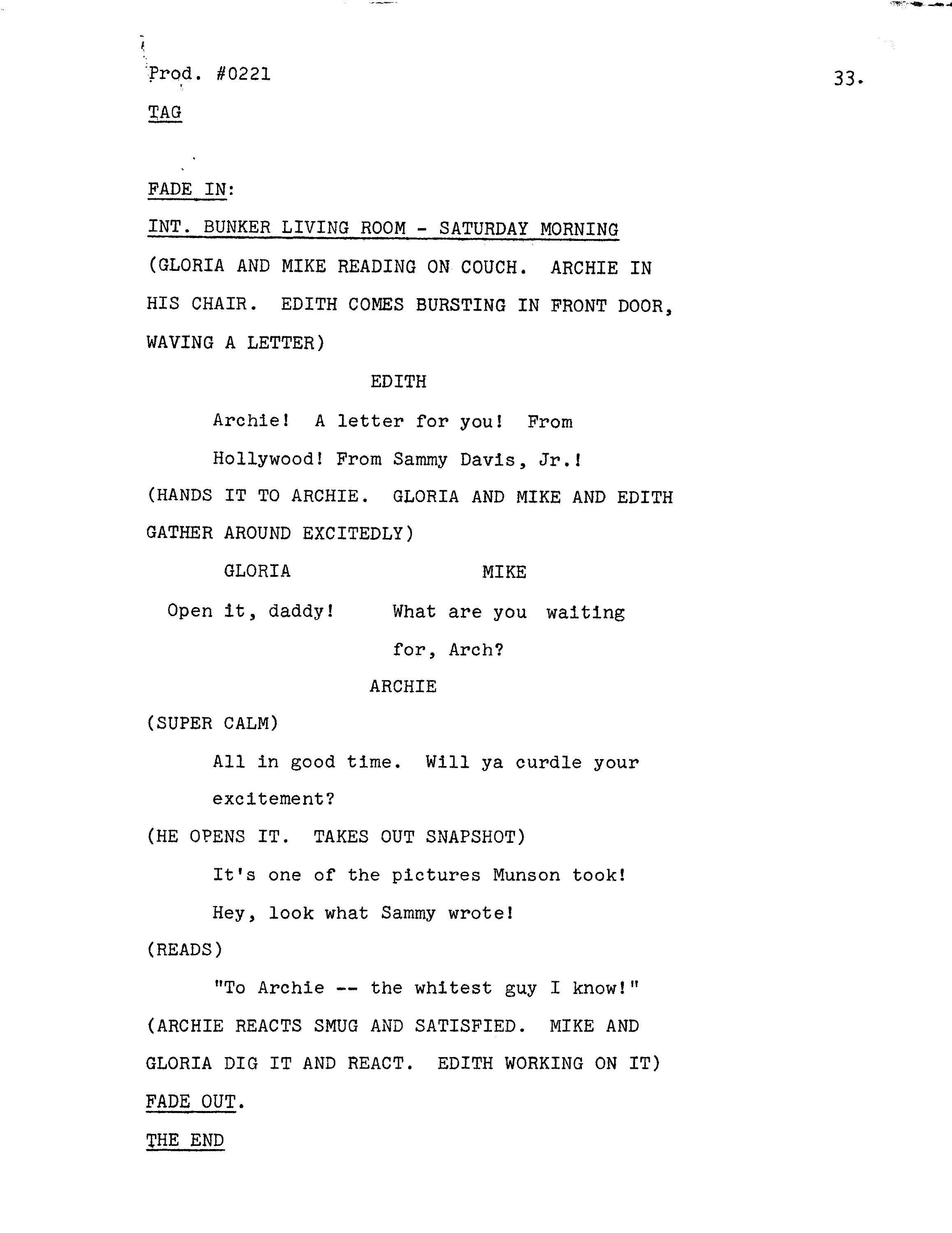 ALL in the FAMILY "sammy's Visit" Script - ICONIC Tv Series Episode ...