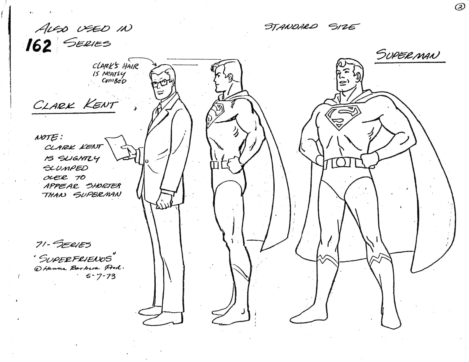 SUPER FRIENDS Hour TV Series, 1977 Hanna-barbera Model Sheets, Superman ...