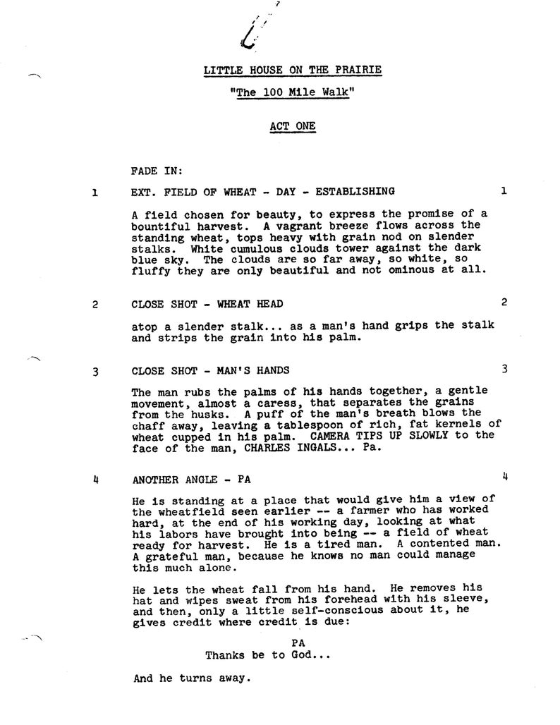 LITTLE HOUSE on the Prairie TV Series, Episode 3 Script, Michael Landon ...