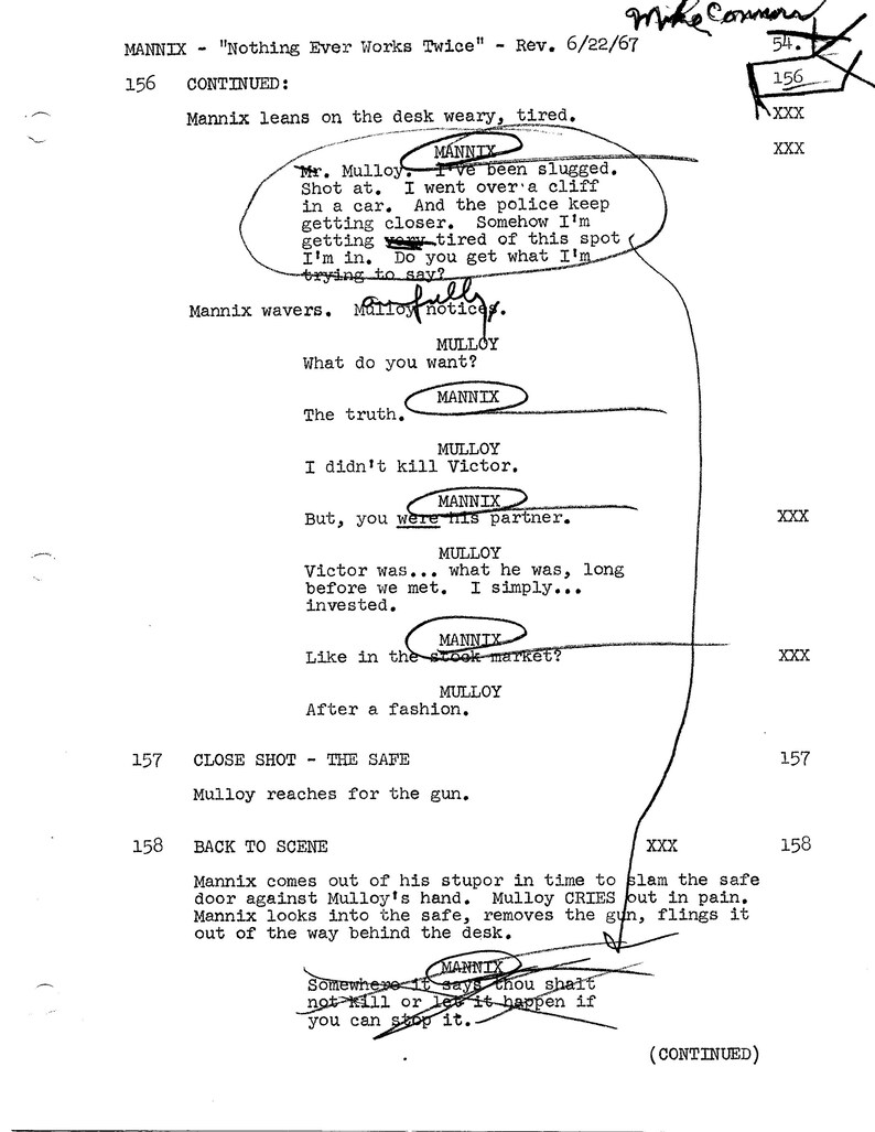 MANNIX TV Series Script, Mike Connors Detective TV Show (rpt) - Etsy
