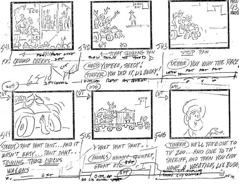 SPEED BUGGY TV Series 92 Storyboards Hanna-barbera Saturday - Etsy
