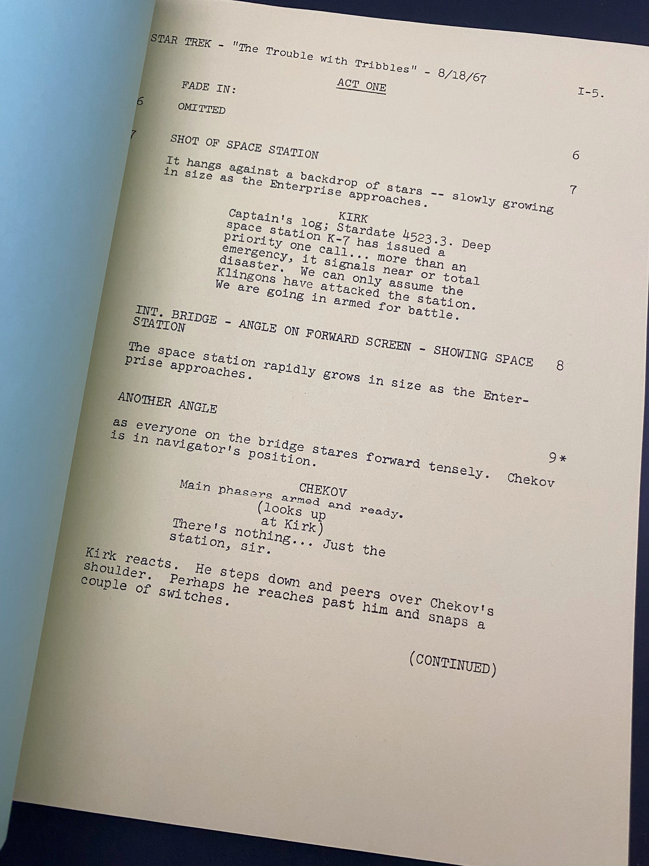 STAR TREK TV Series Script, special Color Pages Trouble With Tribbles ...