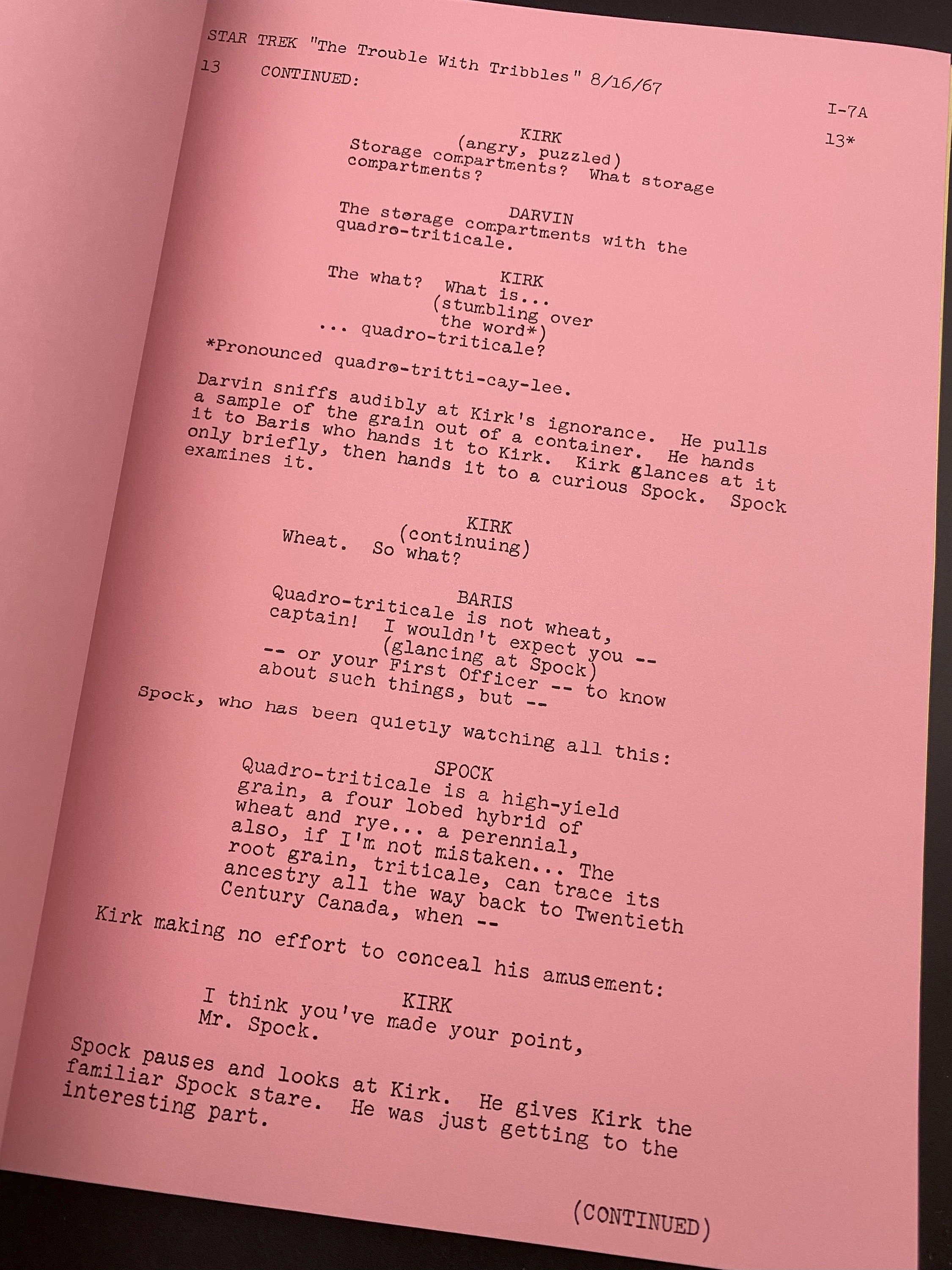 STAR TREK TV Series Script, special Color Pages Trouble With Tribbles ...