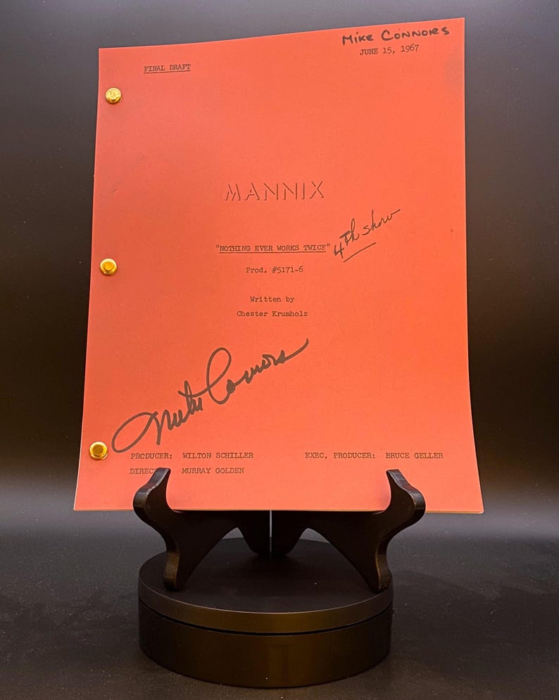 MANNIX TV Series Script, Mike Connors Detective TV Show (rpt) - Etsy