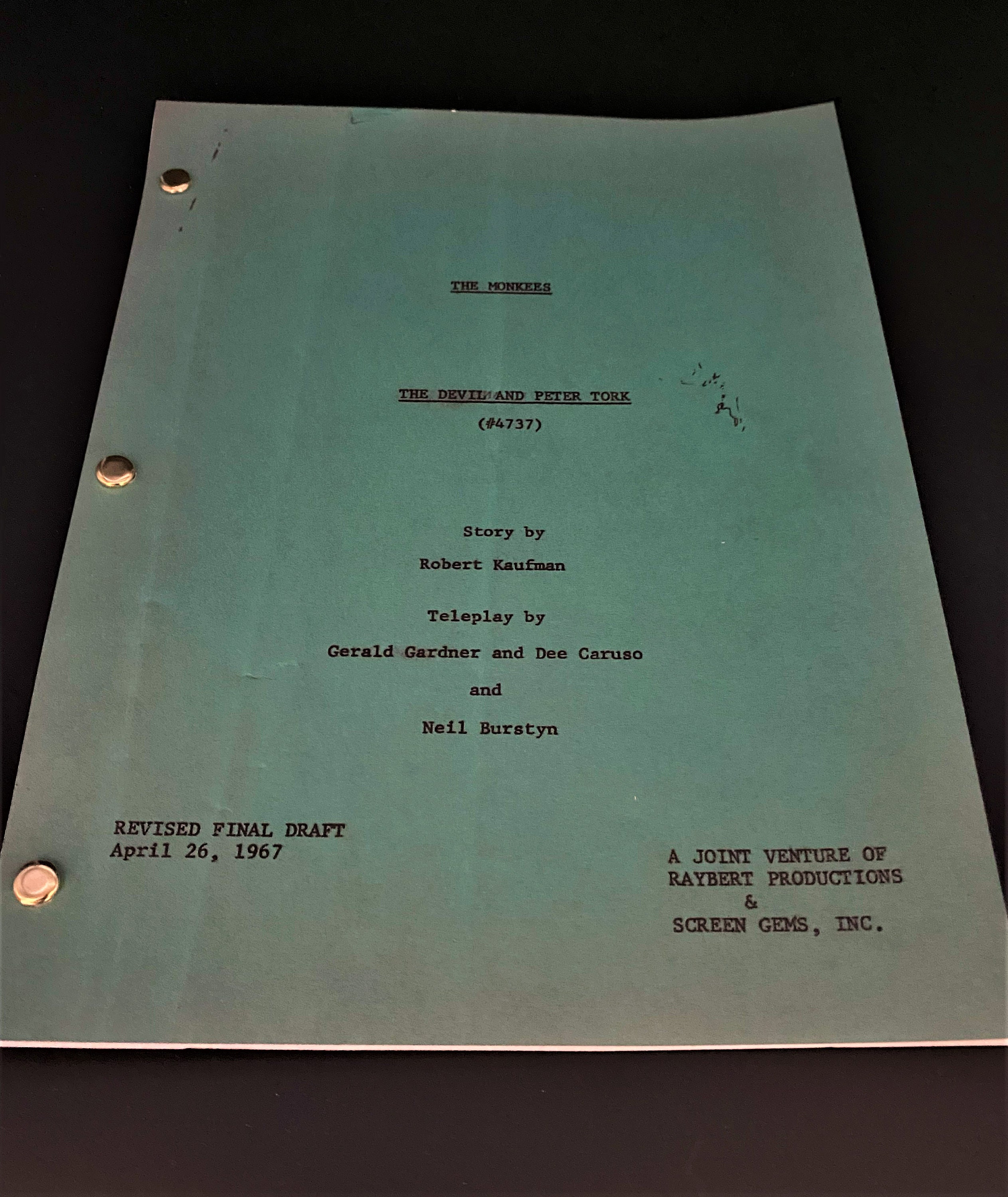 THE MONKEES TV Series Script, "the Devil and Peter Tork" Favorite ...