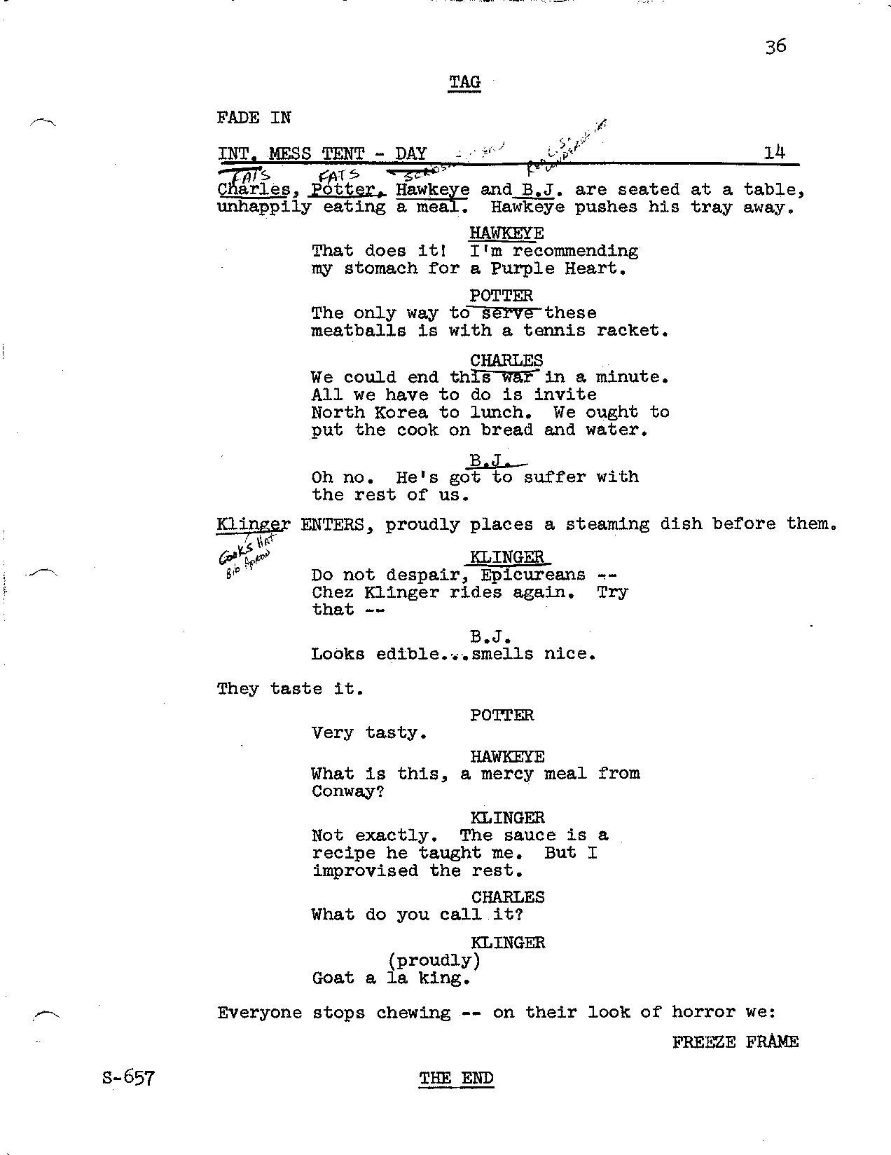 MASH TV Series Script, Wardrobe Department, Alan Alda, Mike Farrell ...