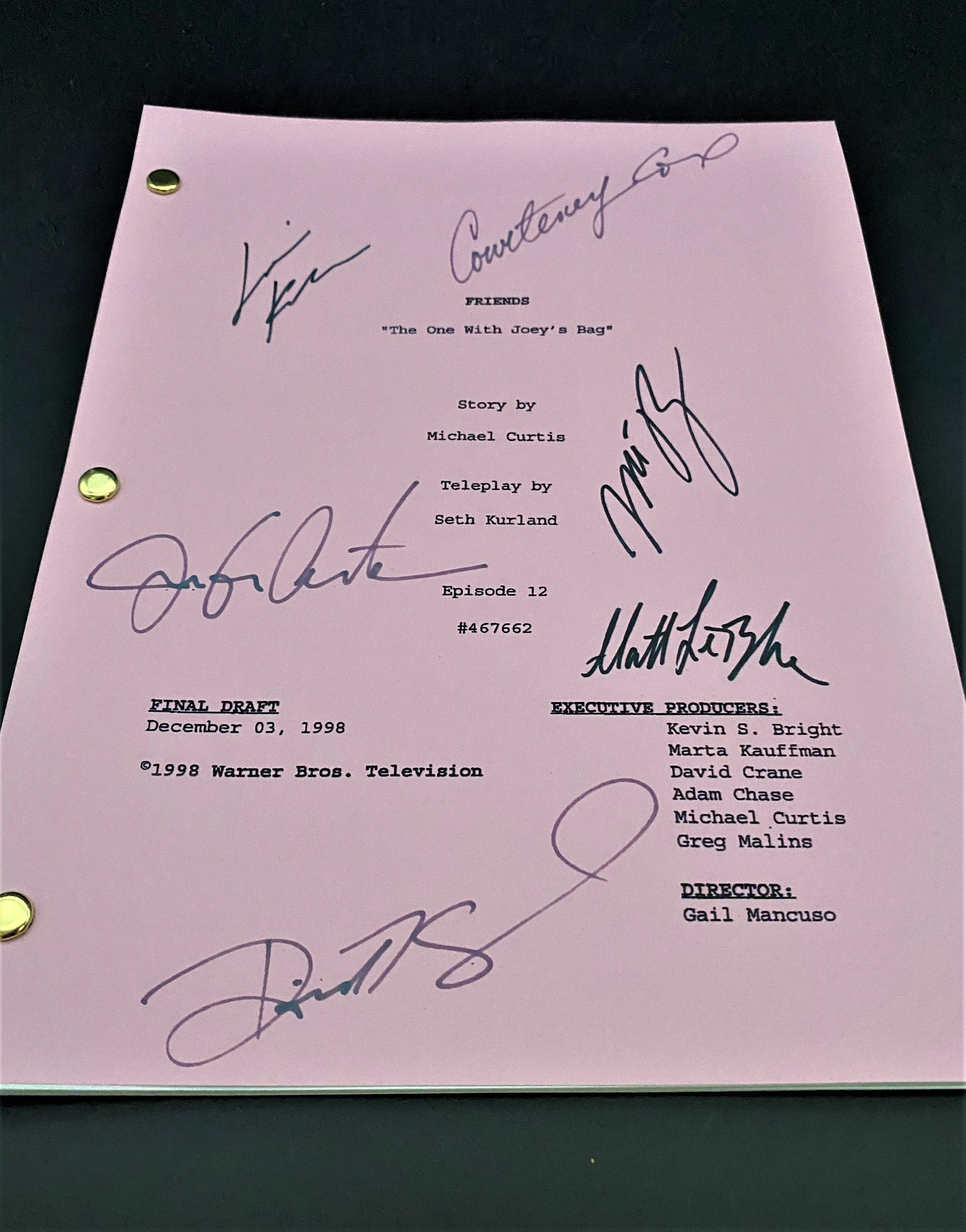 FRIENDS TV Series Script "joey's Bag" - Jen Aniston, Courteney Cox ...