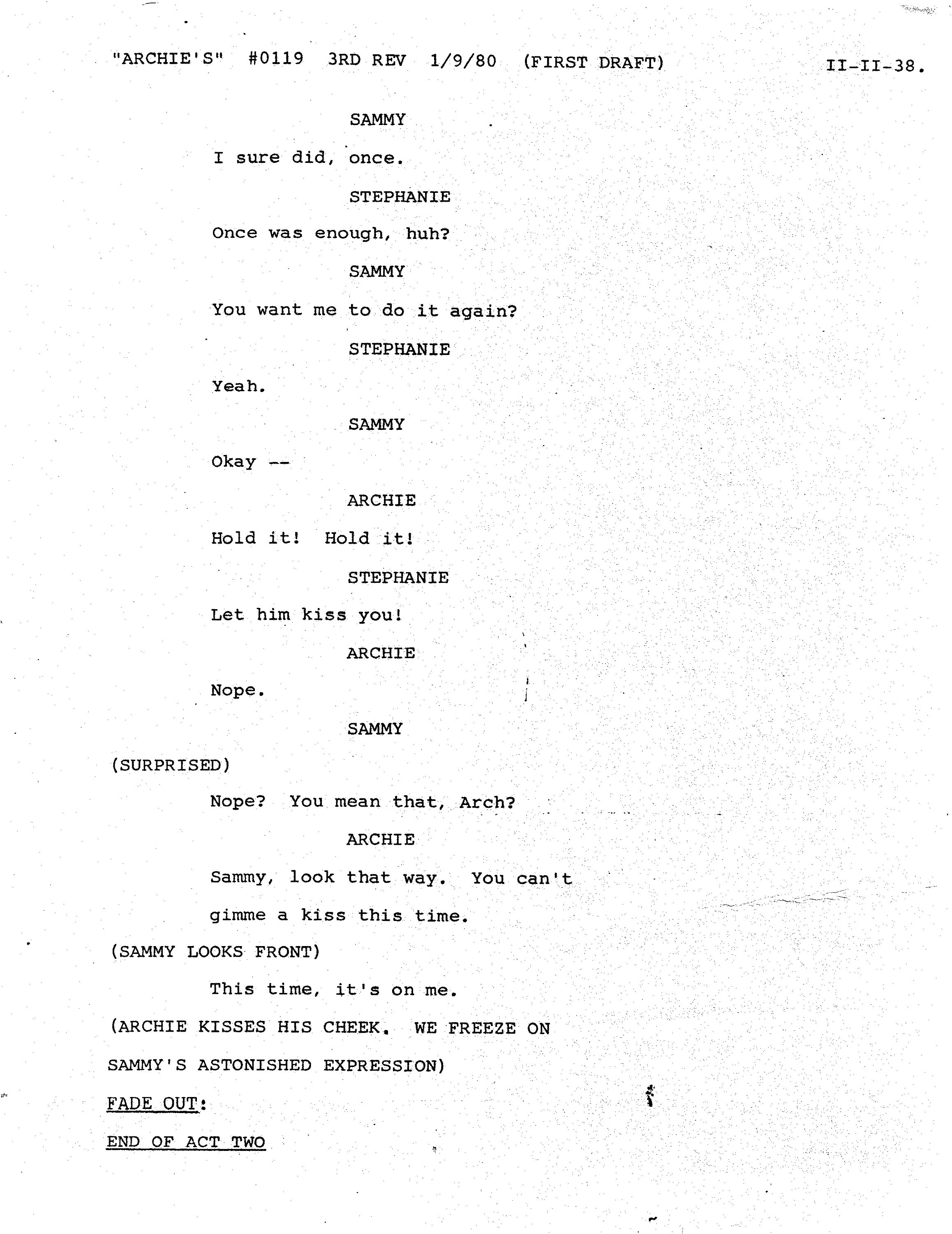 ARCHIE BUNKER'S PLACE Tv Script, Return of Sammy Davis Jr, All in the ...