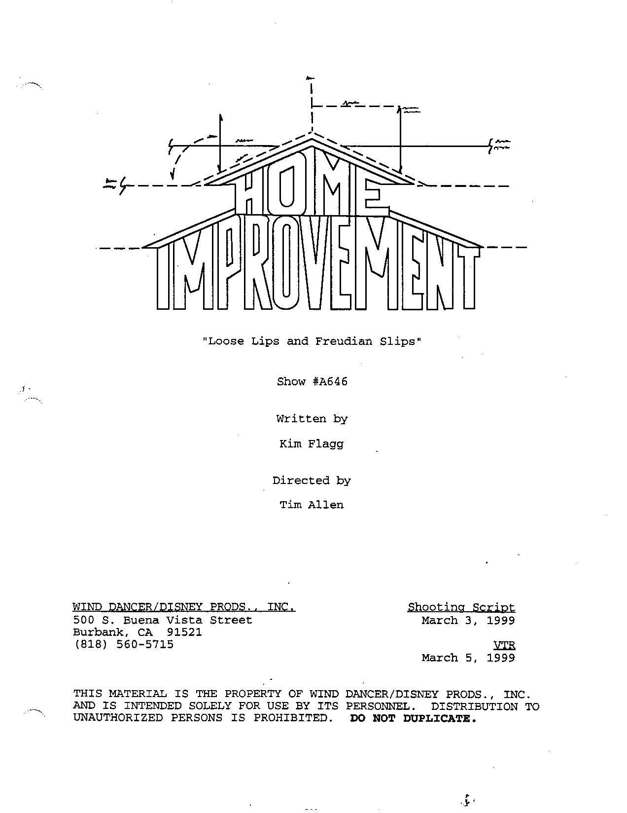 HOME IMPROVEMENT TV Comedy Series Script, Tim Allen Sitcom Signed copy ...