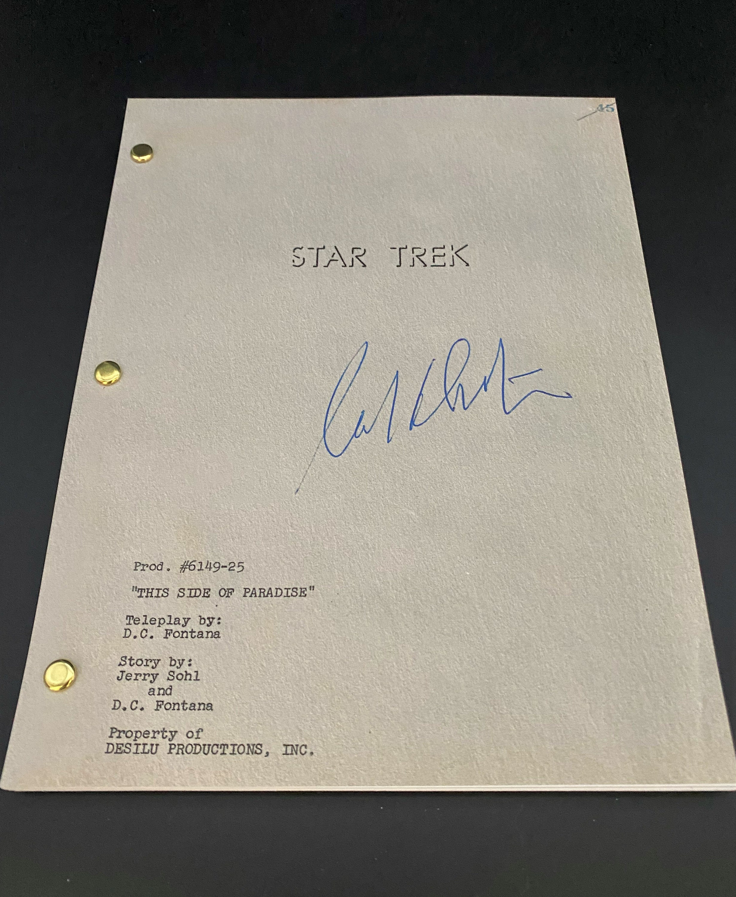 STAR TREK RP of William Shatner Signed 1st Season Tv Script, This Side ...