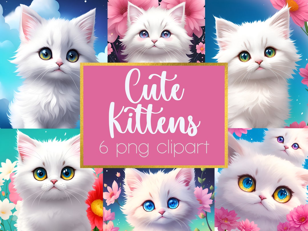 Cute Kittens Graphic Kitten Cat Clipart PNG Commercial Use Instant ...