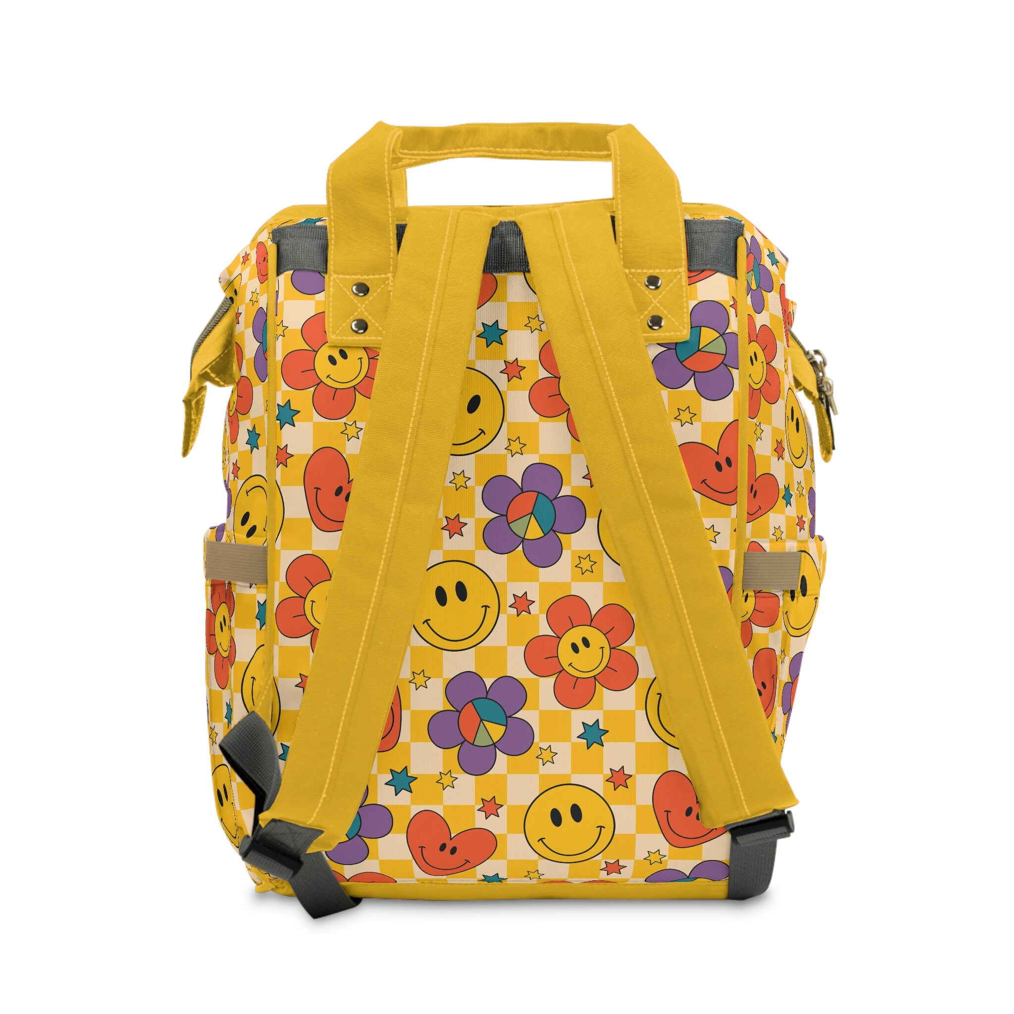 Trippy Checkers and Smiley Faces Multifunctional Diaper Backpack - Etsy