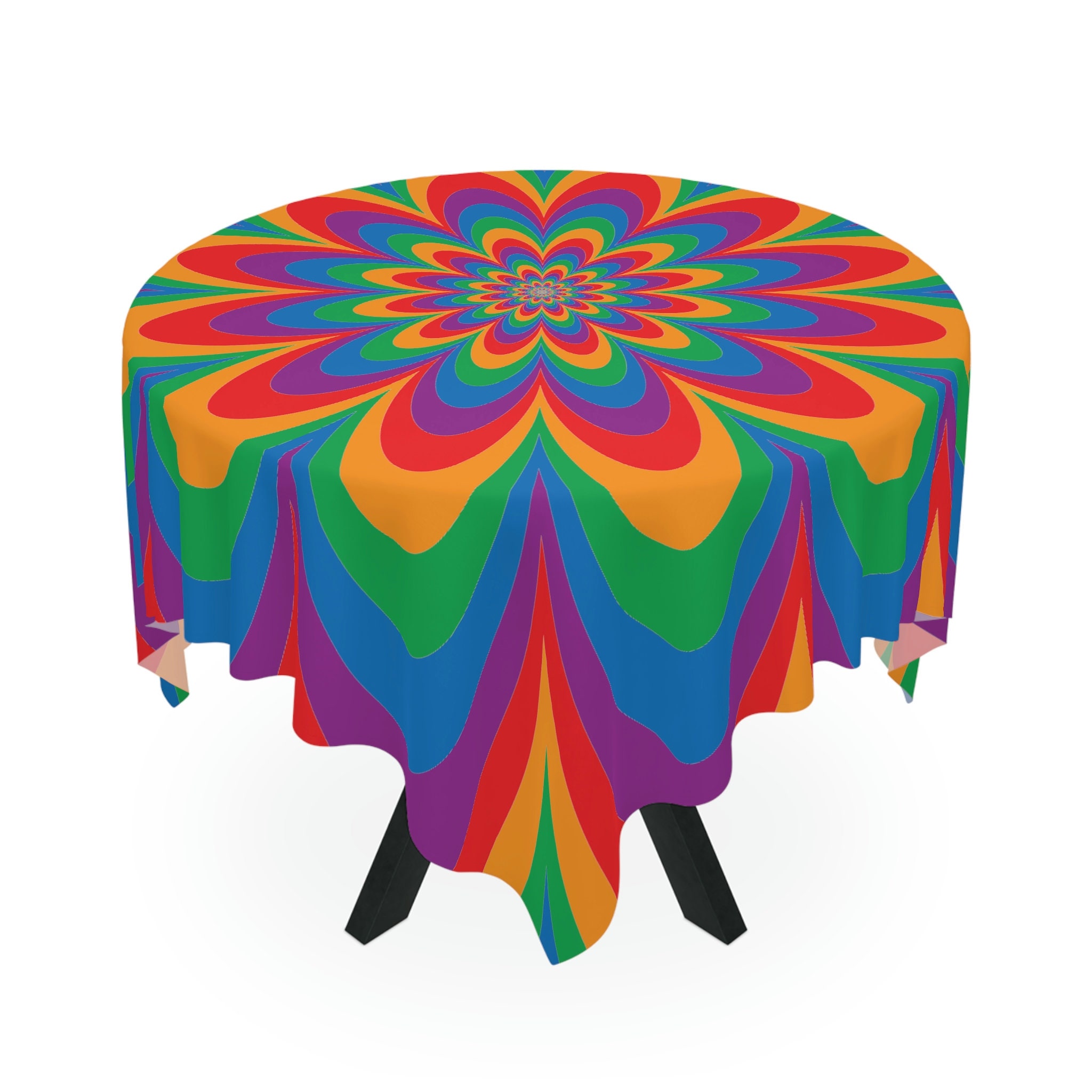 Tablecloth Psychedelic Trippy Rainbow Home Decor Home Decorations Table ...