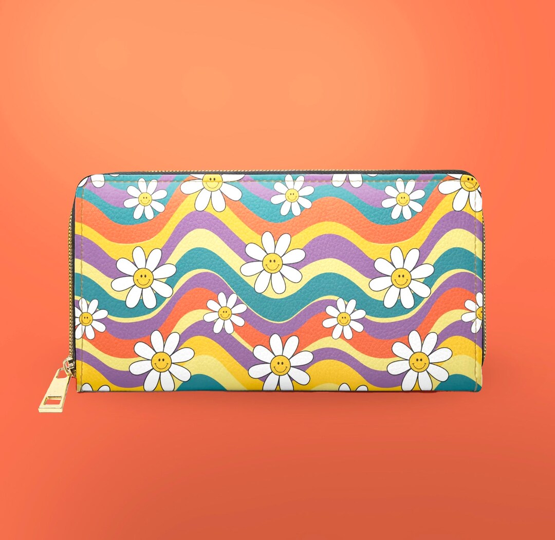 Groovy Vibes Wavy Daisies - Zipper Wallet - Etsy