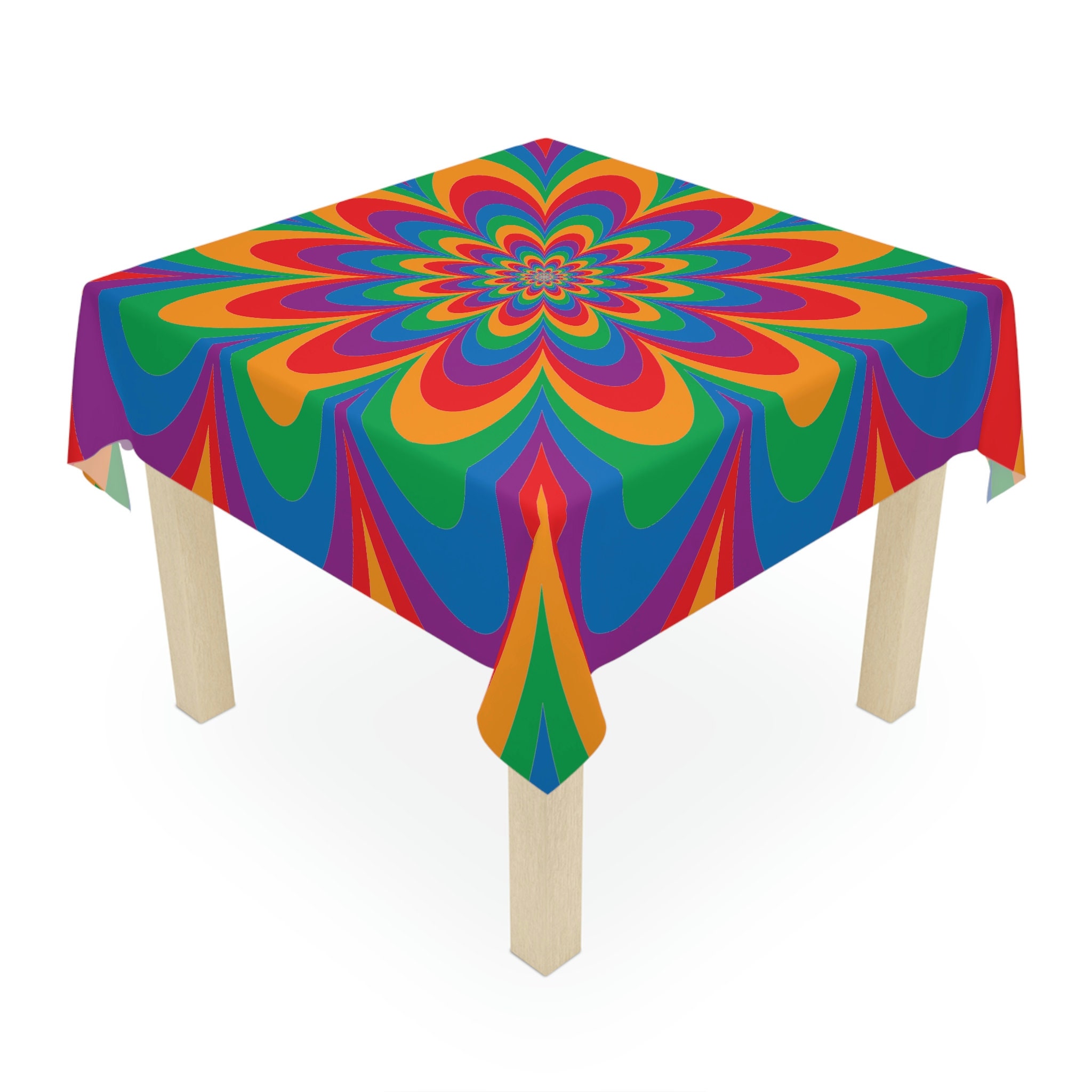 Tablecloth Psychedelic Trippy Rainbow Home Decor Home Decorations Table ...