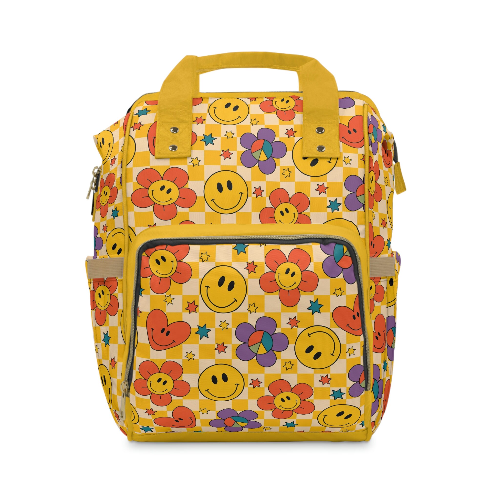 Trippy Checkers and Smiley Faces - Multifunctional Diaper Backpack - Etsy