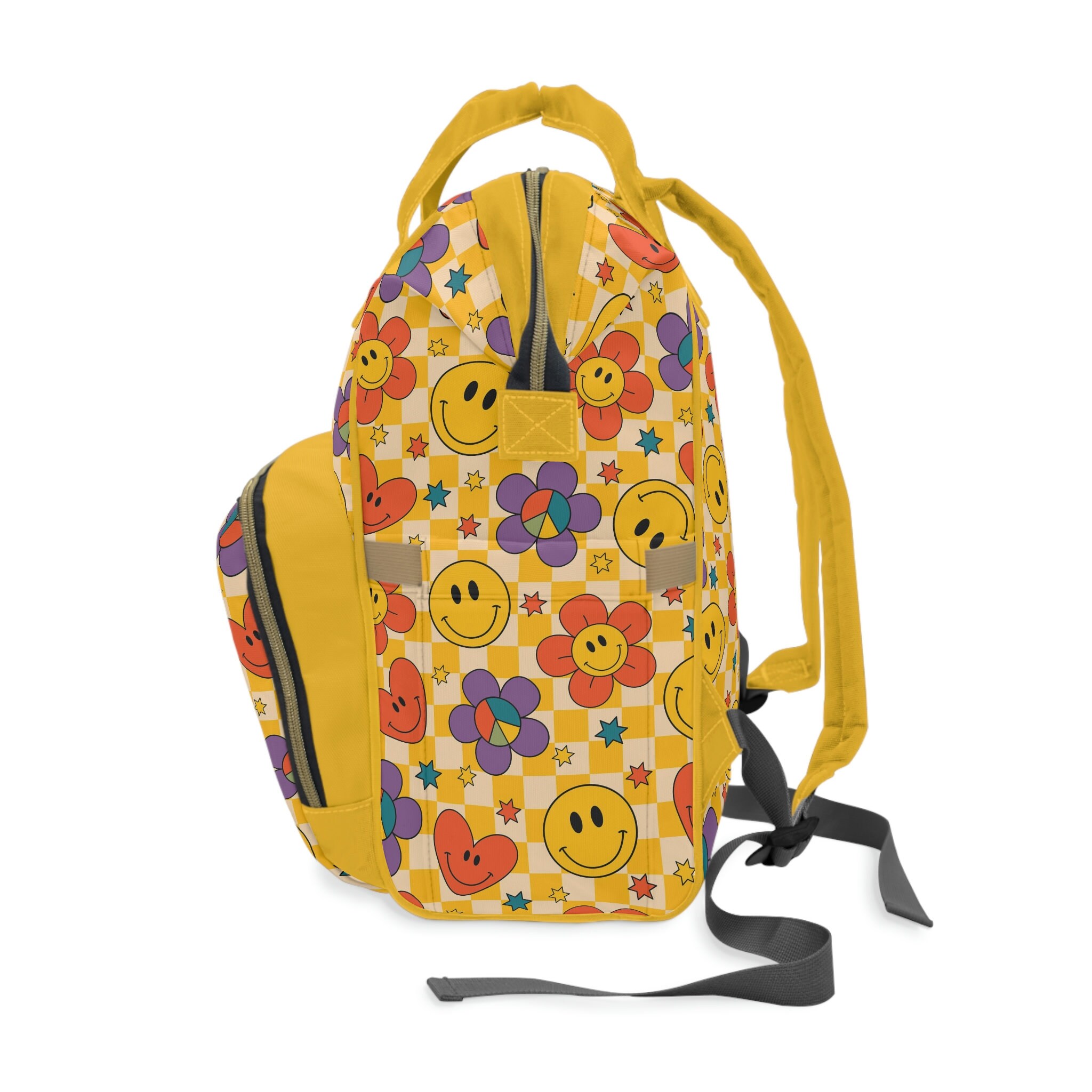 Trippy Checkers and Smiley Faces Multifunctional Diaper Backpack - Etsy