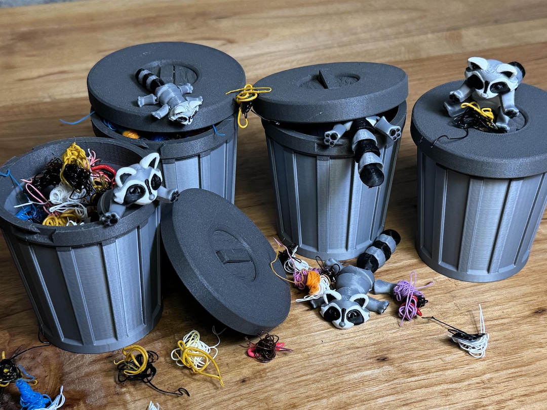 3D Printed Articulating Trash Panda With Locking Garbage Can - Etsy