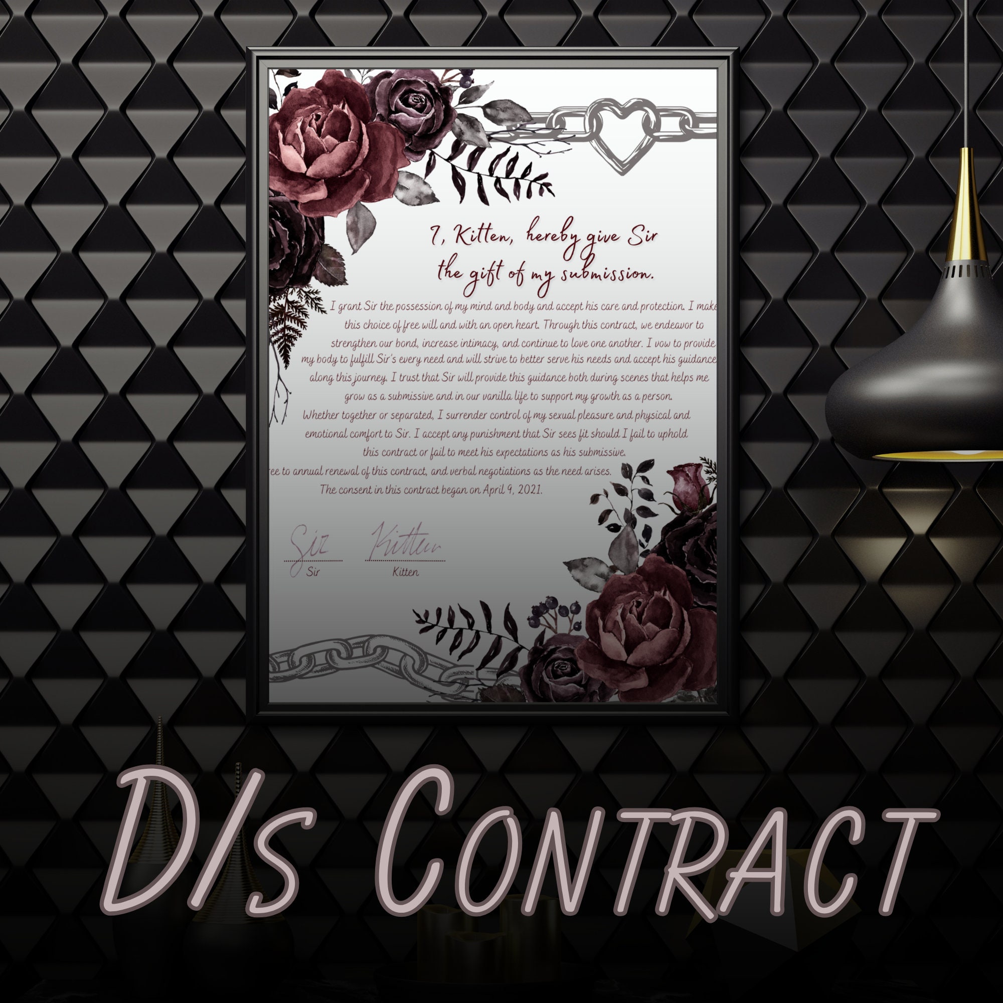 Custom Digital D/s Contract With Signatures BDSM Gift Decorative Dynamic Contract Dom Sub ...