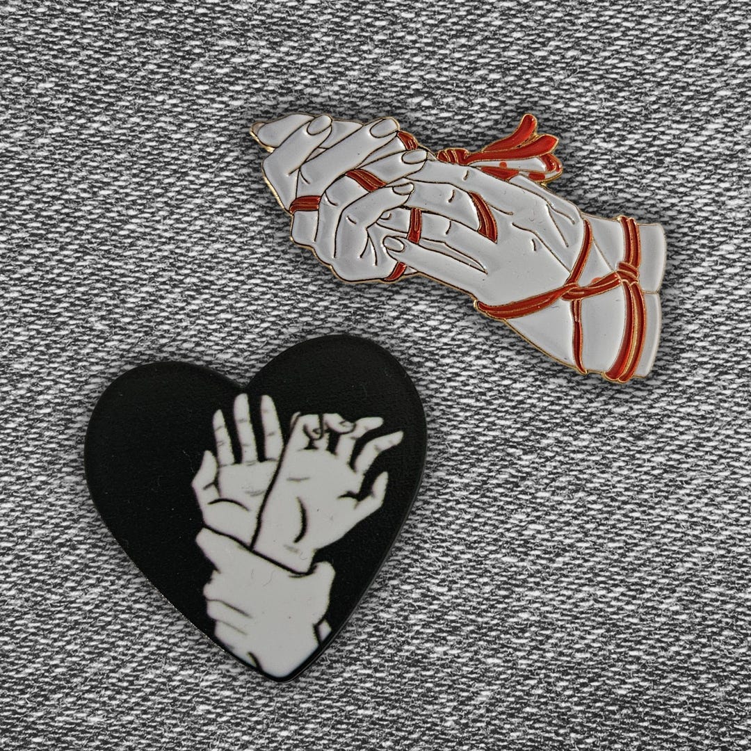 Shibari Hands Tied Erotic Enamel Pin Funny Lapel Pin Quirky Sexy Badge BDSM & Kink Gift for Dom ...