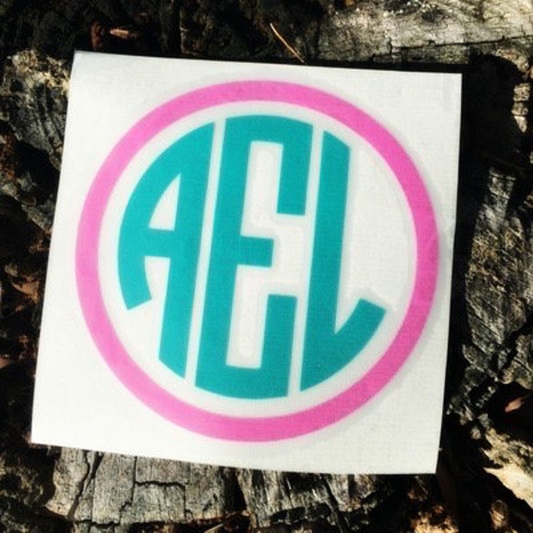 Two Tone Circle Monogram Vinyl Decal - Etsy