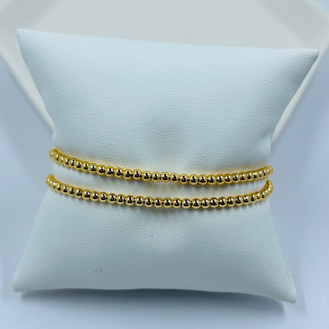 14k Gold Plated Stacking Bracelets |14k Gold Beaded Bracelets| Elastic ...